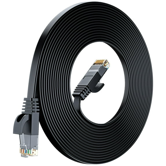 Cat6 Ethernet Cable 50ft, Black - Flat High-Speed Network Cables for ...