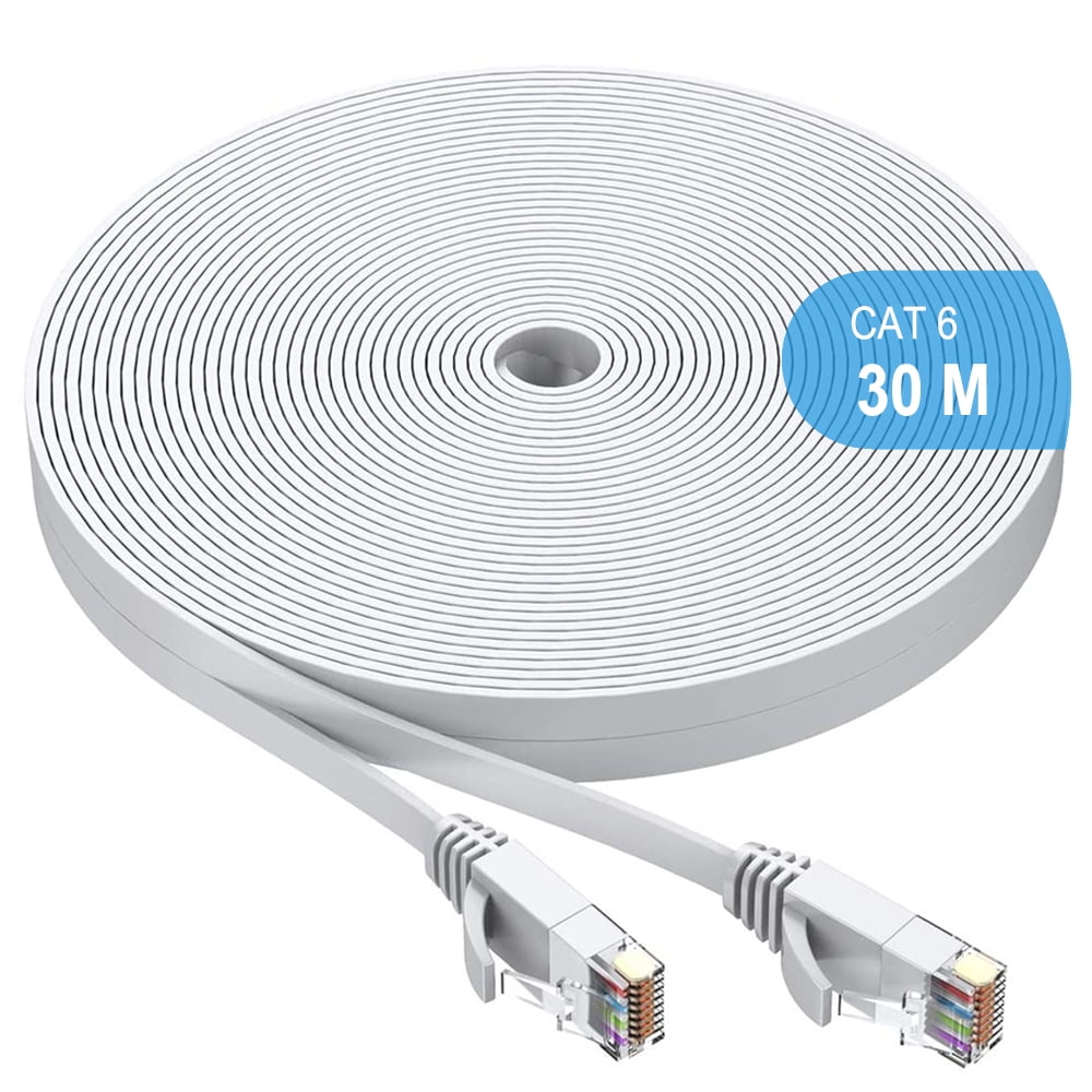 Cat6 Ethernet Cable, Long Internet Cables High-Speed Patch Cord Flat ...