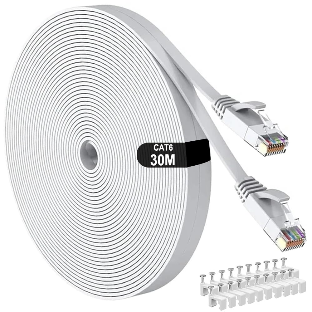 Cat6 Ethernet Cable, Long Internet Cables High-Speed Patch Cord Flat ...