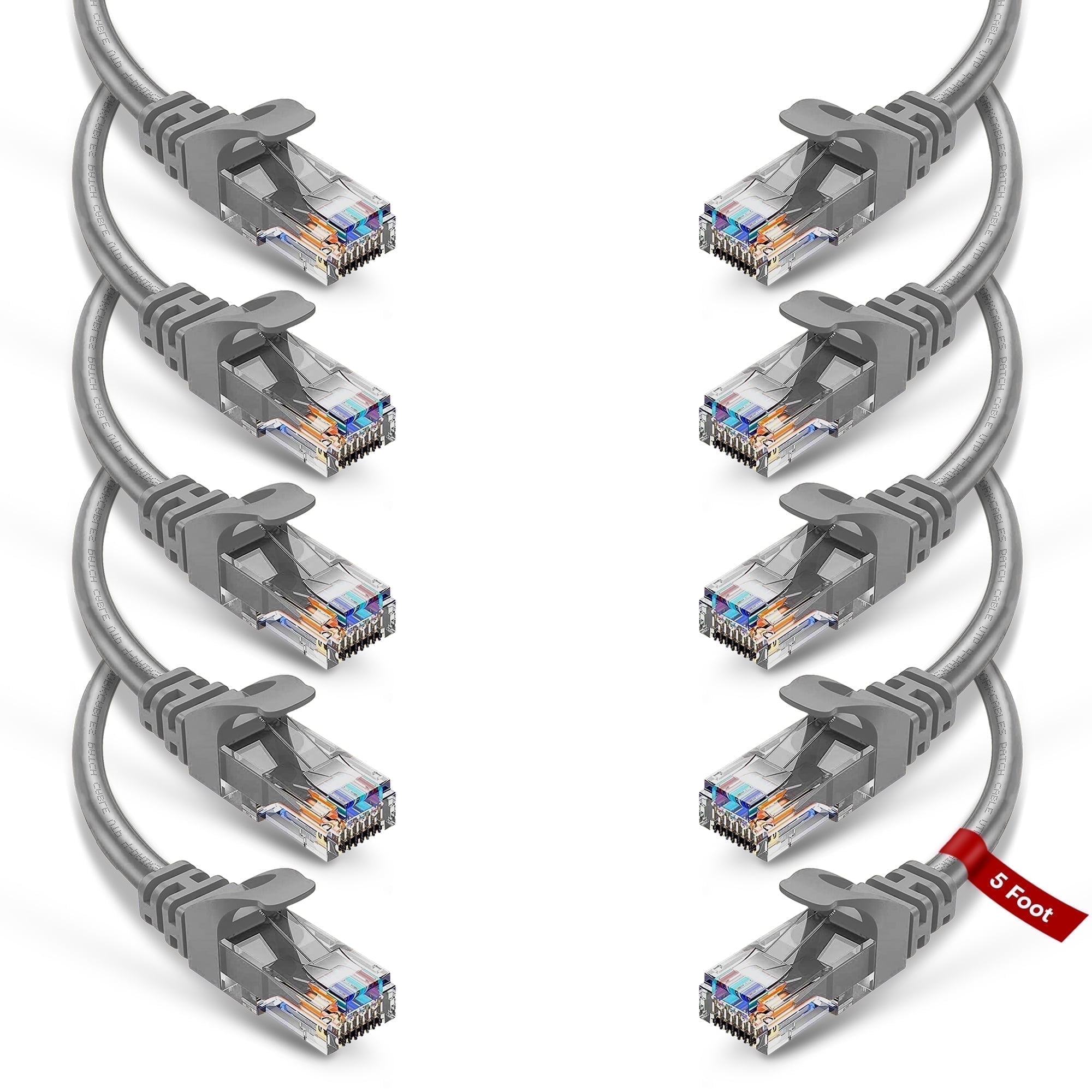 NewYork Cables Cat6 Ethernet Patch Cable, 5ft, 10-Pack, RJ45, Pure ...