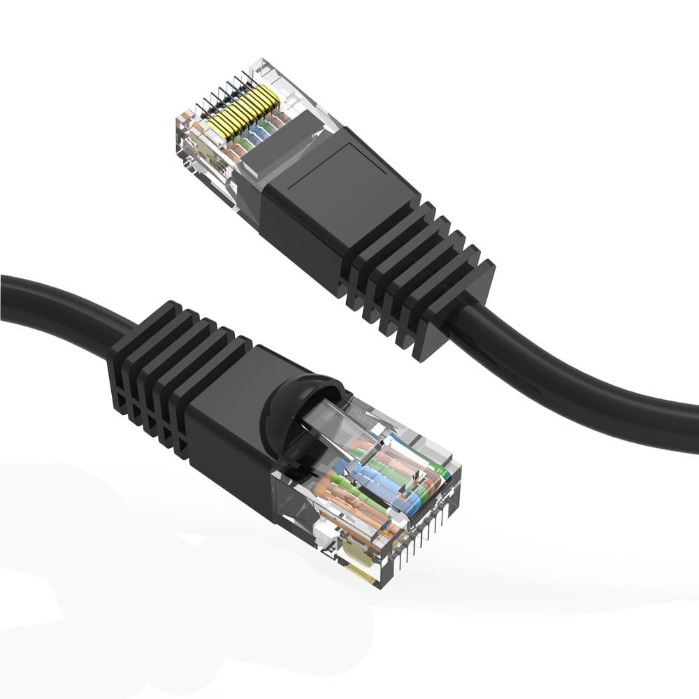 Cat6 Ethernet Patch Cable Black 2ft, 550MHZ UTP 24 AWG Bare Copper ...