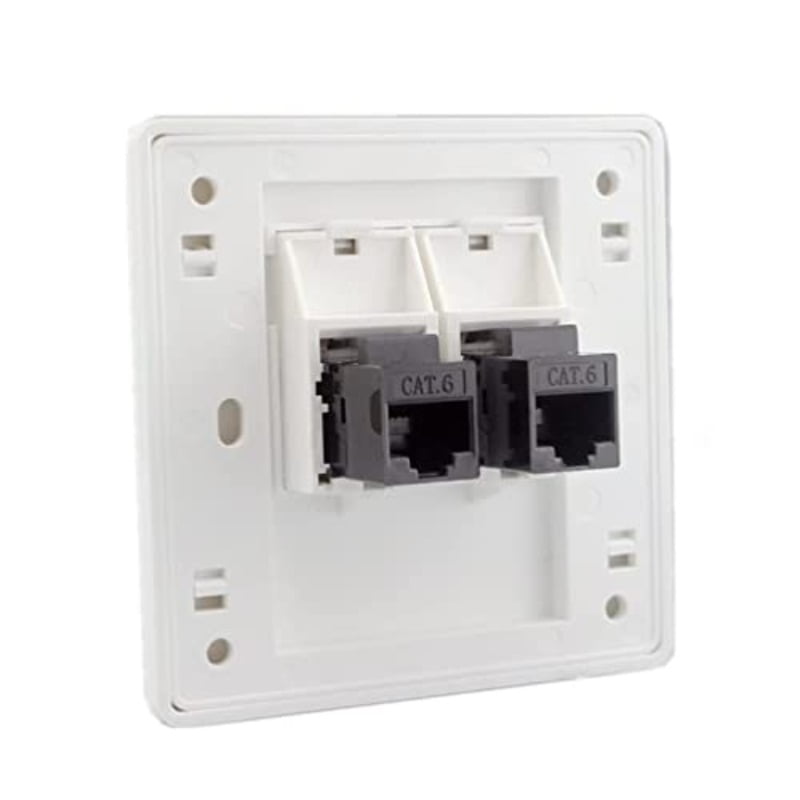 Cat6 Ethernet Wall Plate Outlet,RJ45 Female to Female Jack Socket,Gigabit Dual-Pass Network Port ...
