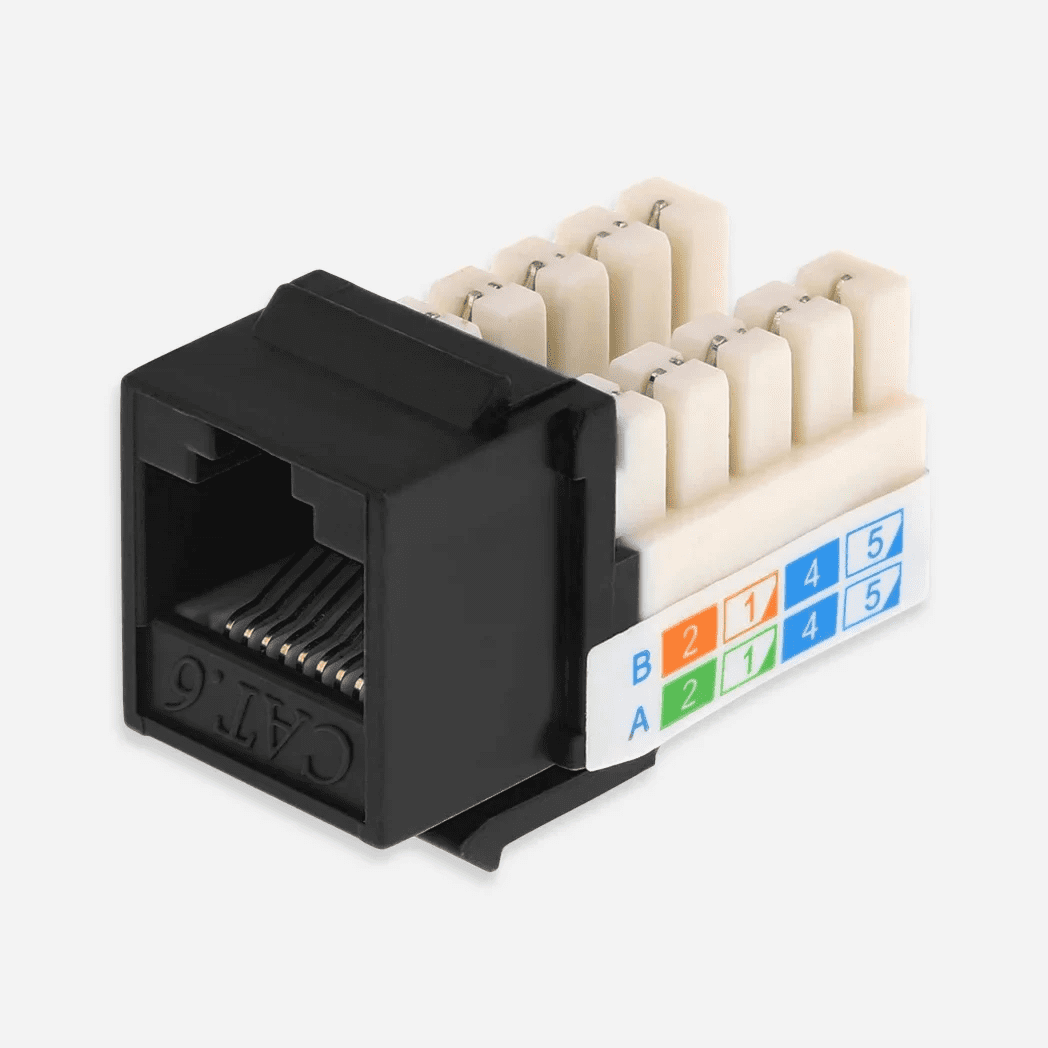Cat6 Keystone Jacks 45° Punch Down Black Modular RJ45 Pack of 50 ...