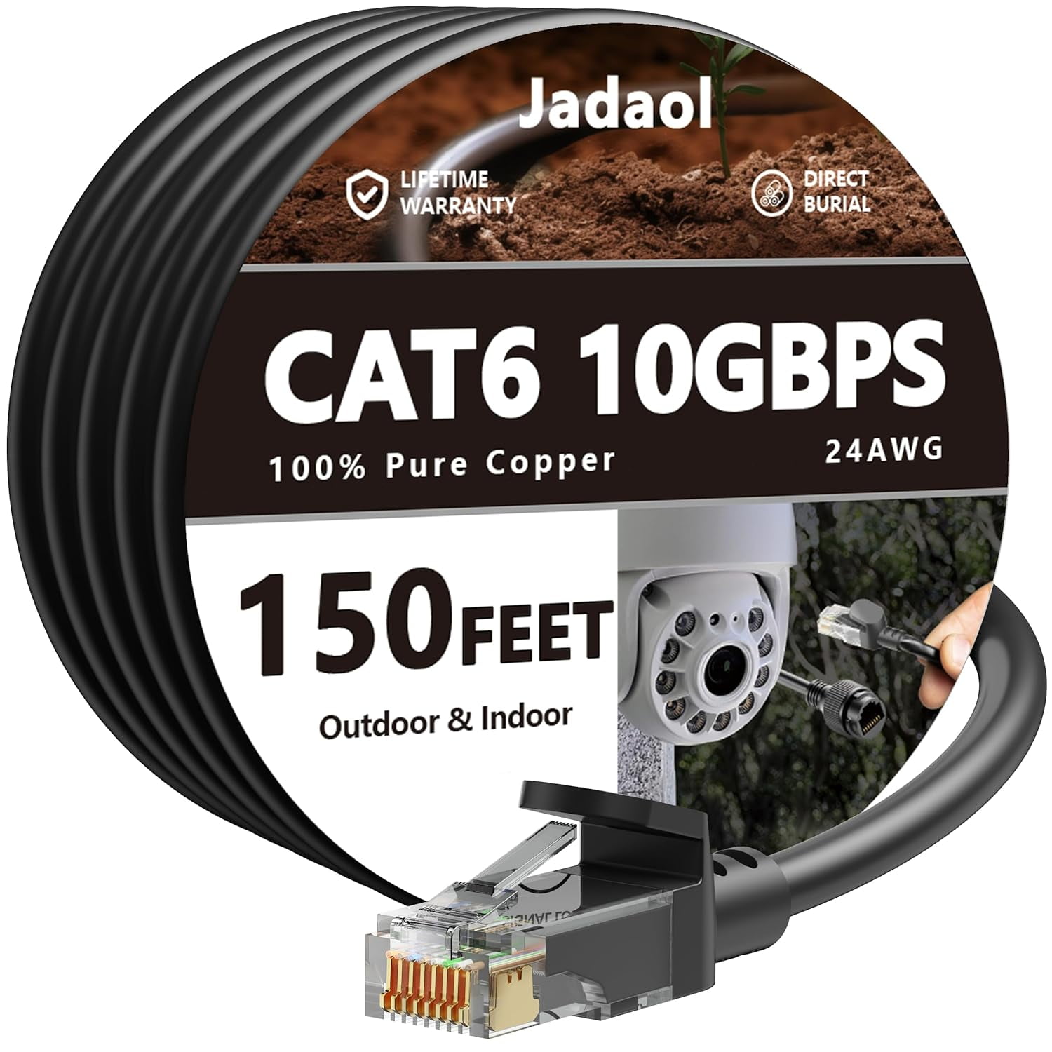 Cat6 Outdoor Ethernet Cable 150Ft, Support Cat8 Cat7 Network, 10Gbps ...