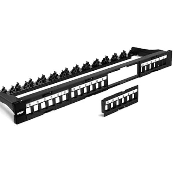 Cat6 Patch Panel 24 Port 1U Blank Rackmount with Rear Cable Management ...