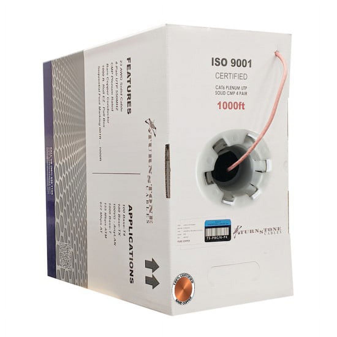 Cat6 Plenum (CMP) 1000ft Cable, 23AWG | 100% Solid Bare Copper | 550MHz ...