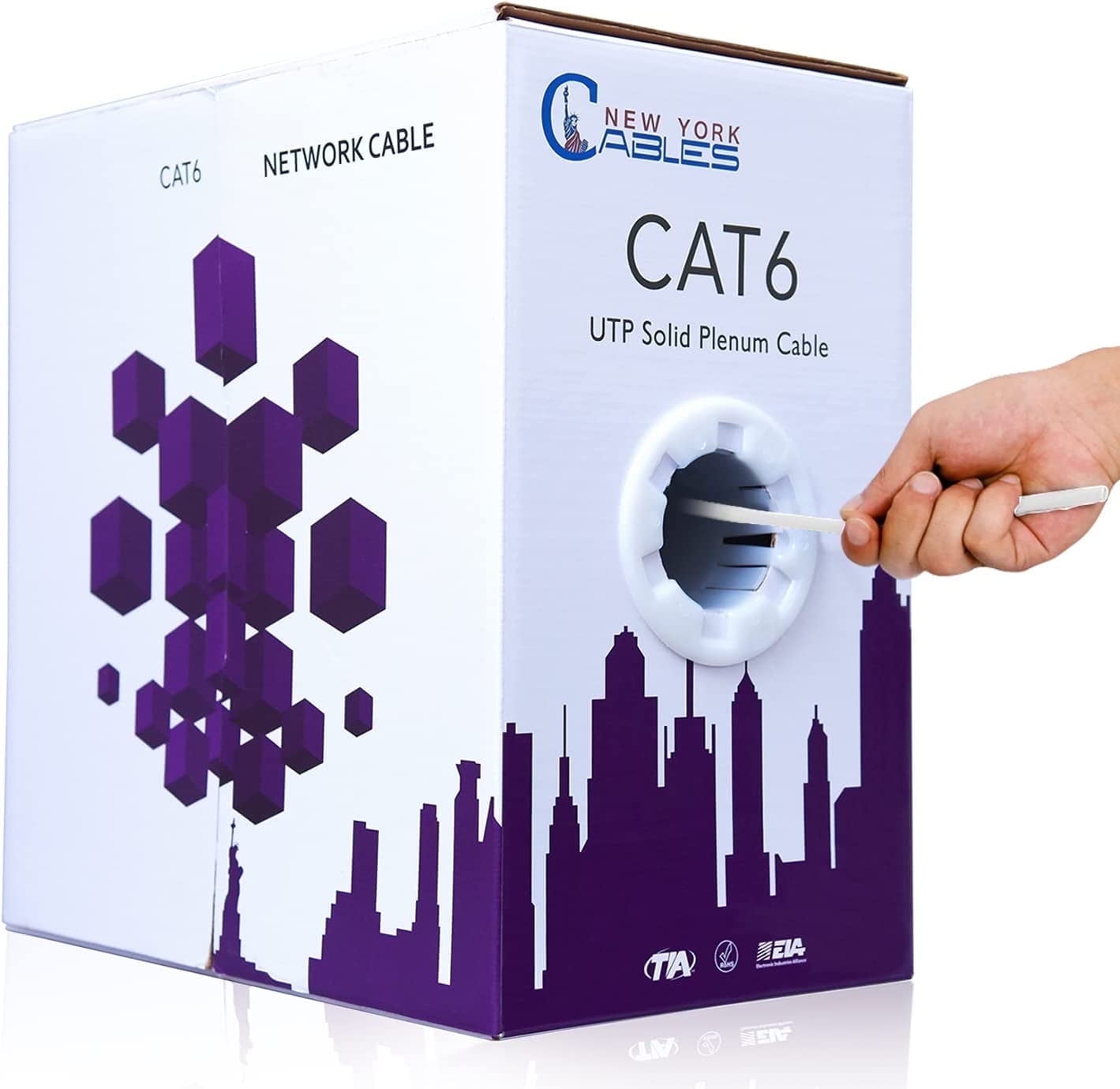 NewYork Cables Cat6 Plenum CCA 1000ft Bulk Ethernet Network LAN Cable ...