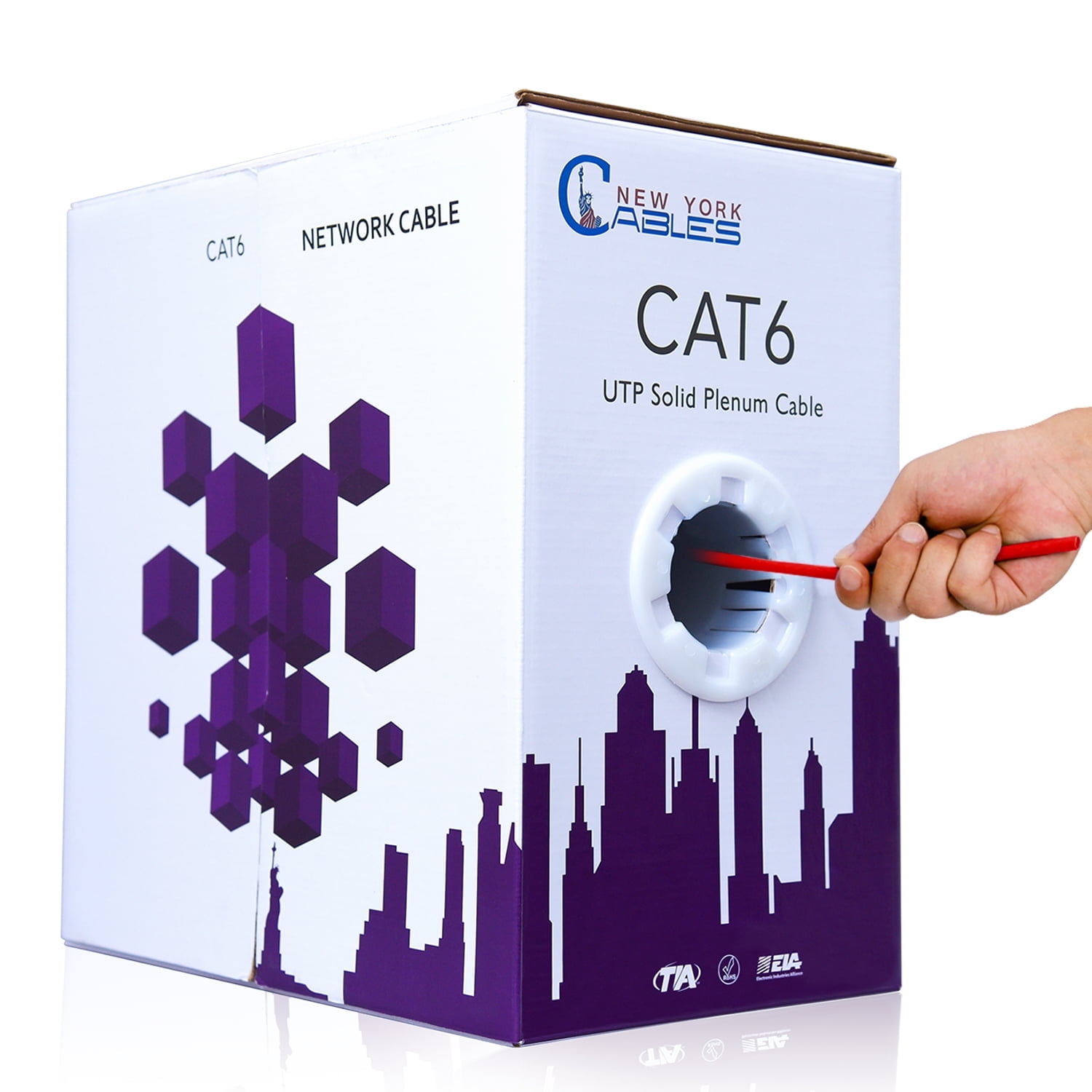 NewYork Cables Cat6 Plenum CCA 1000ft Bulk Ethernet Network LAN Cable ...