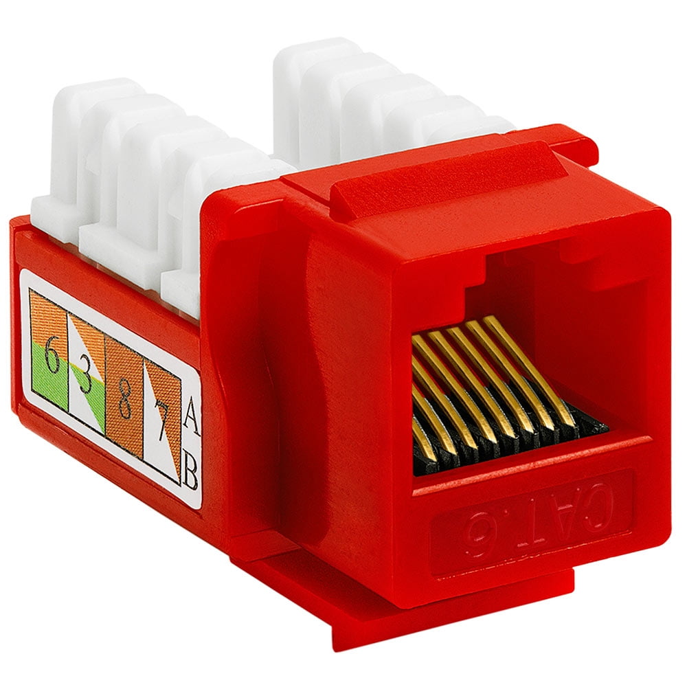Cat6 Punch Down Keystone Jack - Red - Walmart.com