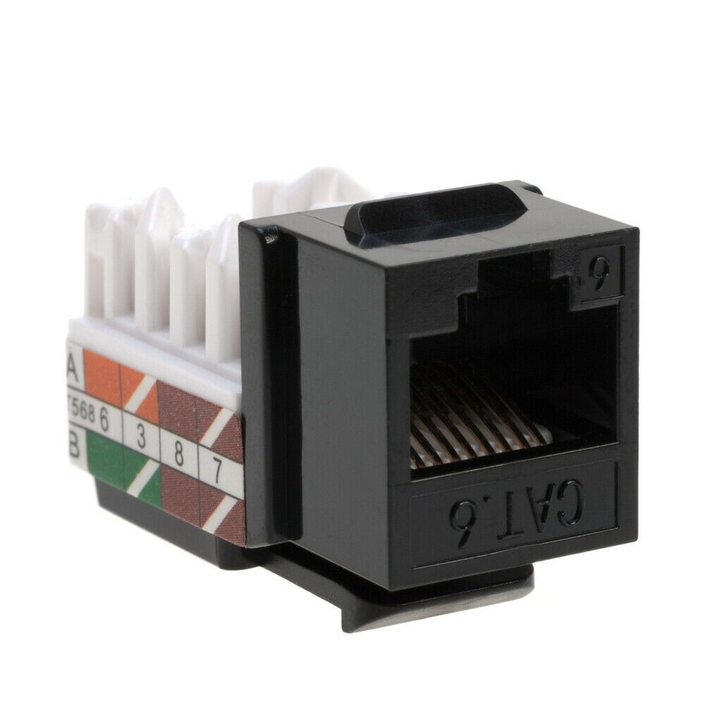 Cat6 RJ45 Keystone Jack Punch-Down Network Black - 20 Pack - Walmart.com