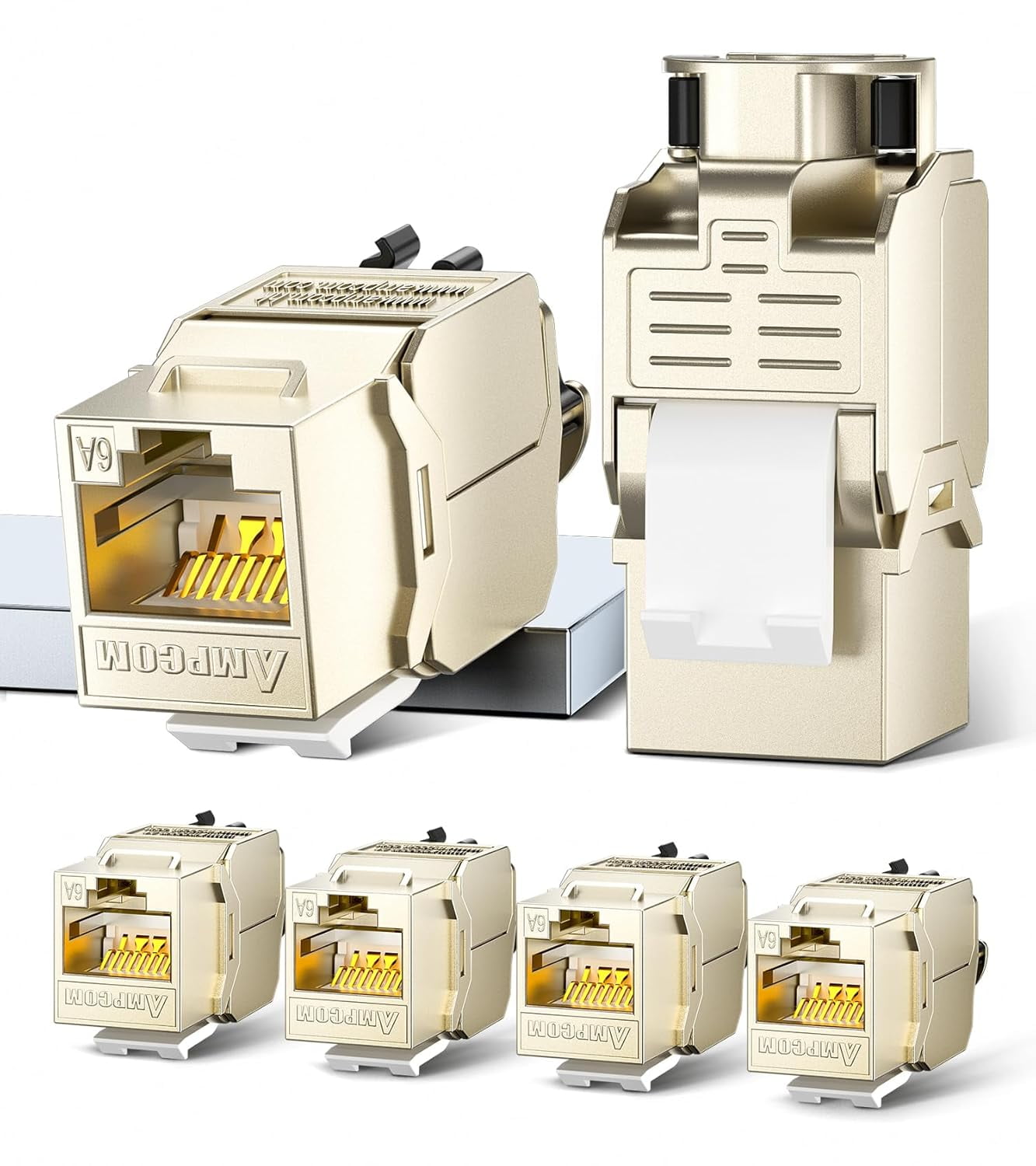 CAT6A Keystone Jack Ratchet Zip-tie Design, 10Gbps 500Mhz Shielded Zinc ...