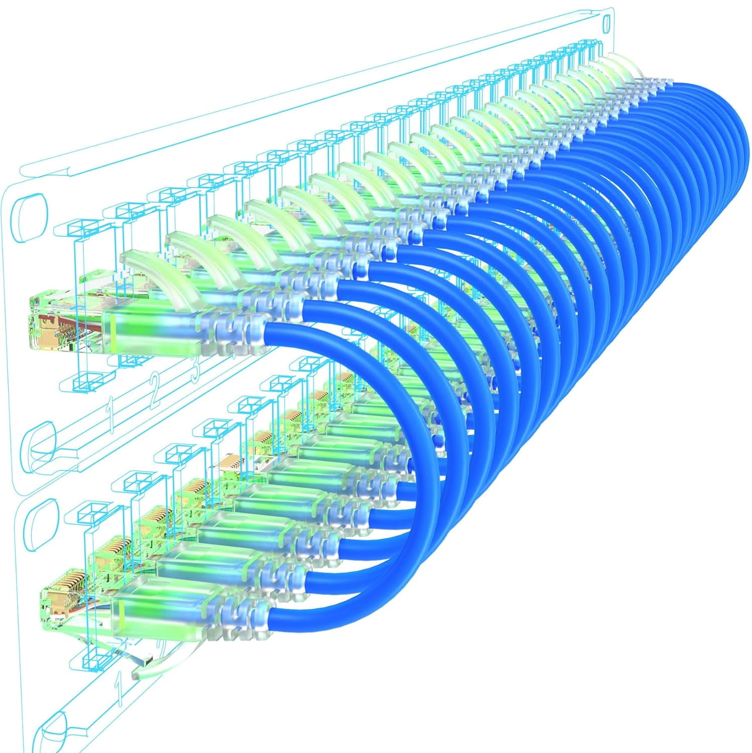 Cat6A Patch Cables Slim 2Ft (24 Pack), Flexible Cat6 Ethernet Patch ...