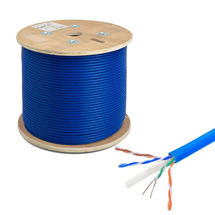 Cat6A UTP 1000ft Bulk Ethernet Network Cable 10G 23AWG Solid wire Plenum Blue - Walmart.com