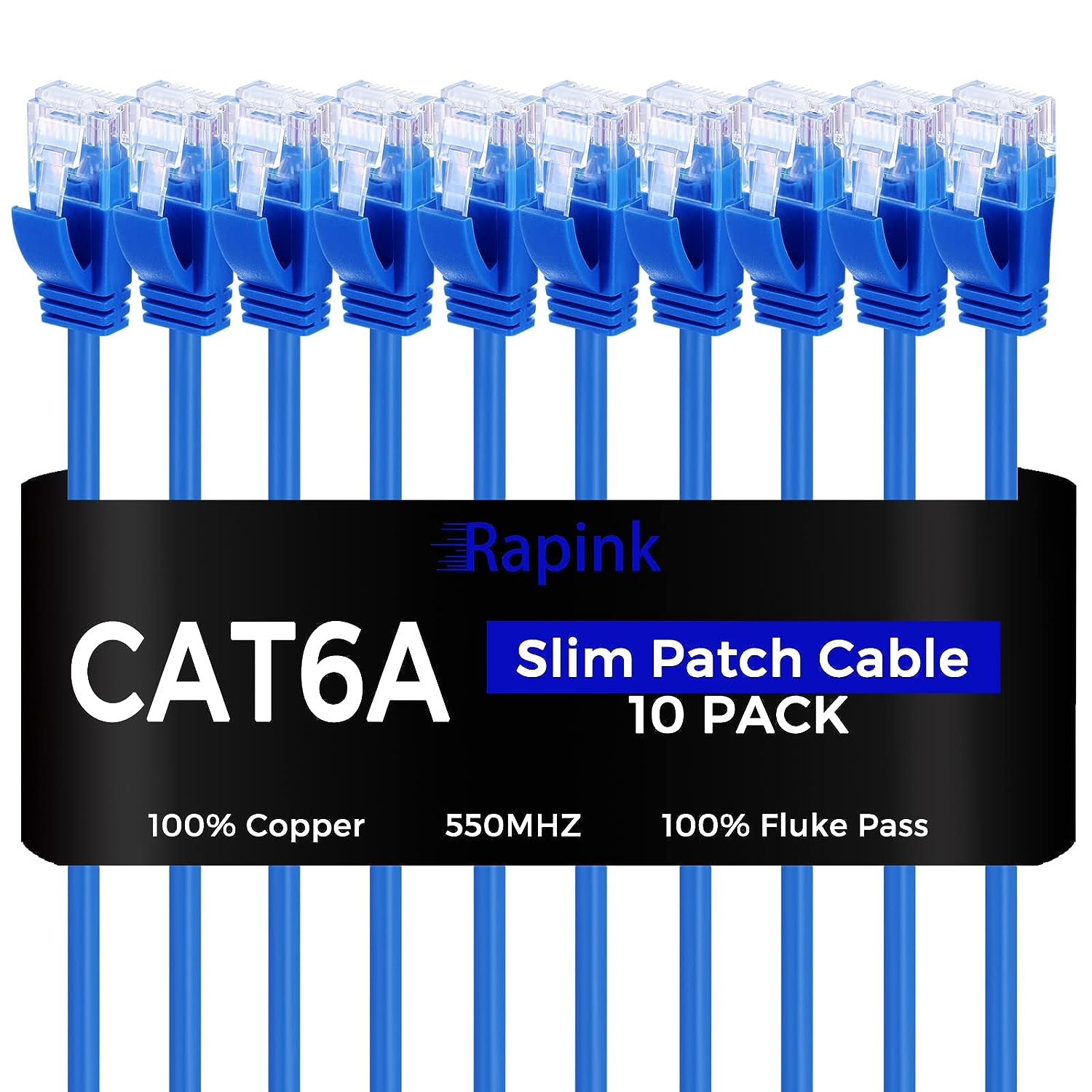Cat6a 2ft Ethernet Patch Cables (10 Pack), Slim, Flexible, 10G Support ...