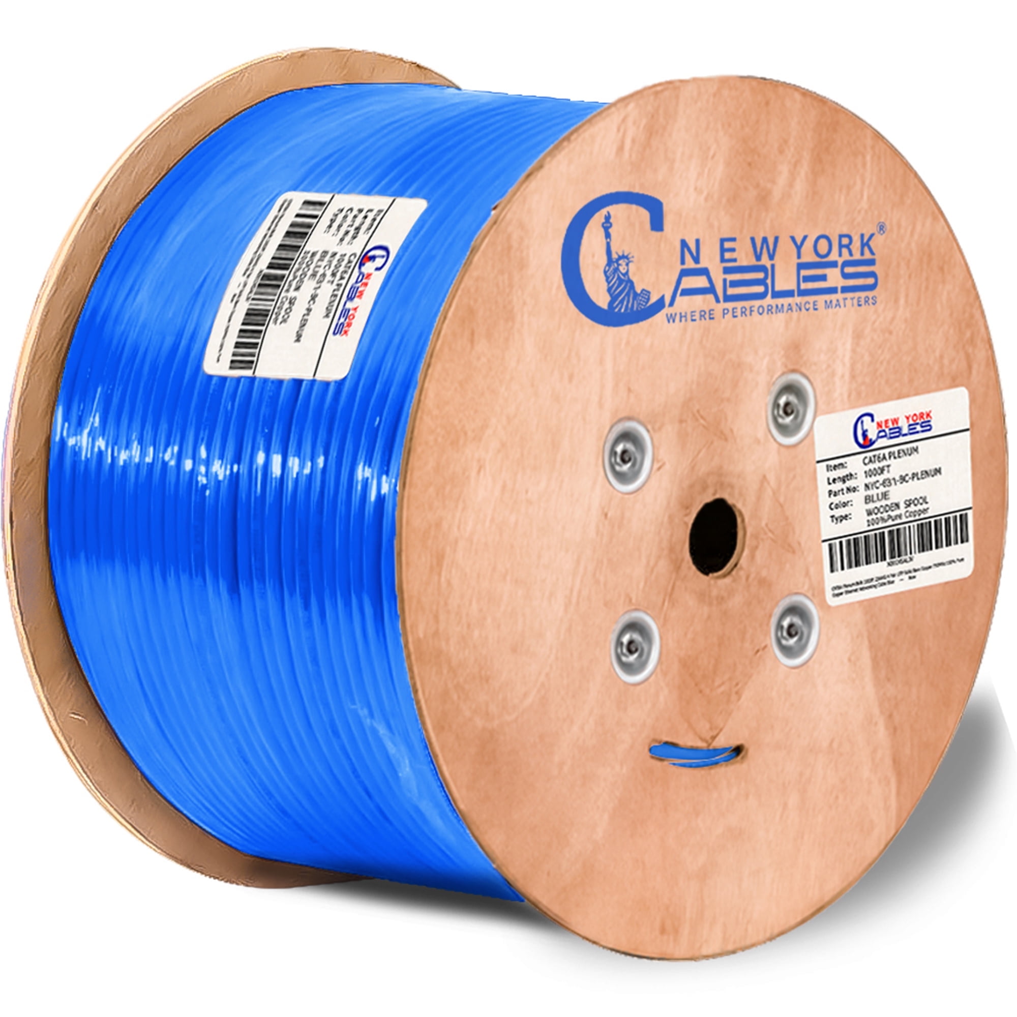 Cat6a Plenum Cable 1000ft - Certified 100% Solid Pure Copper, 23 AWG ...