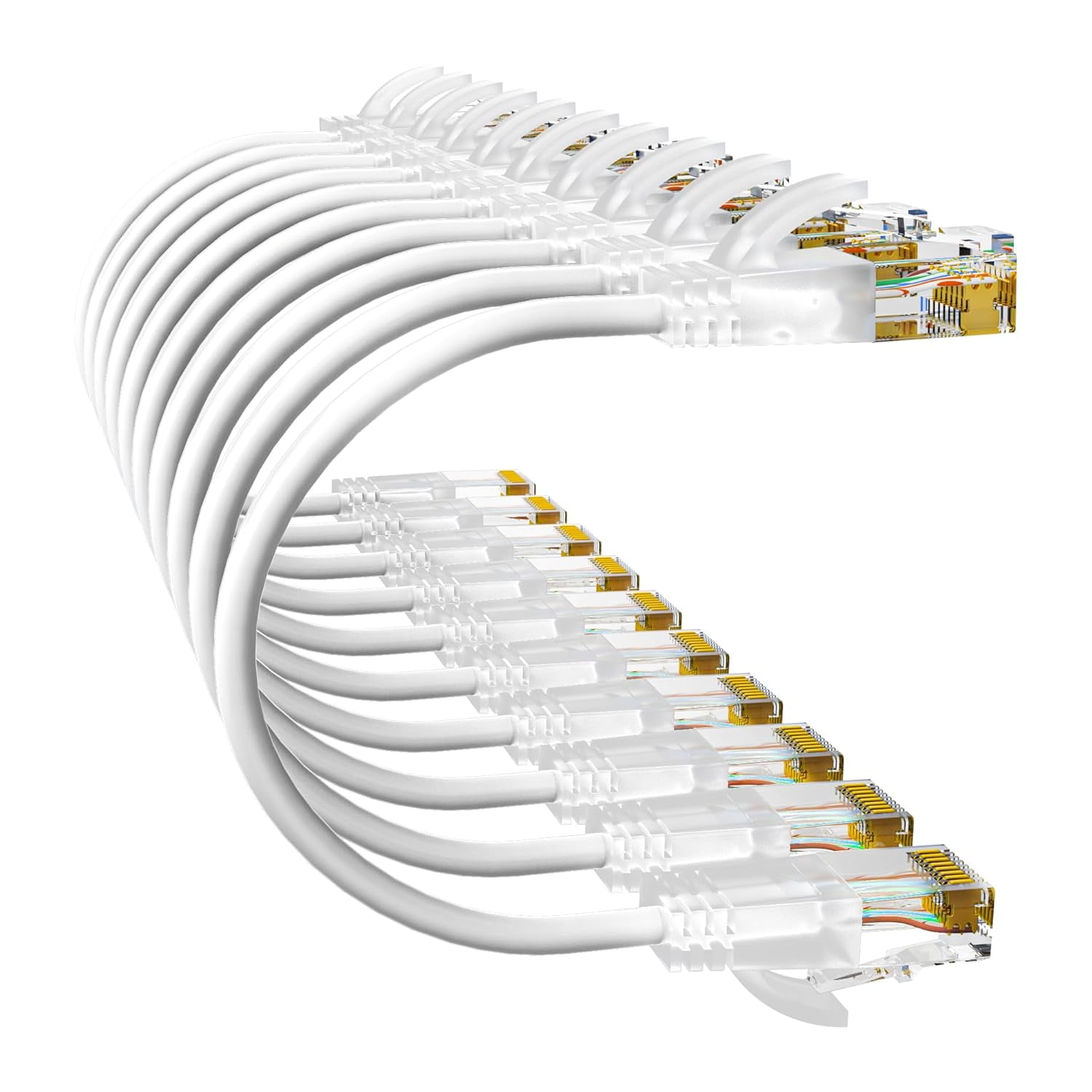 Cat6a Patch Cables 10ft (10 Pack) Slim, Cat6 Ethernet Patch Cable Pure ...