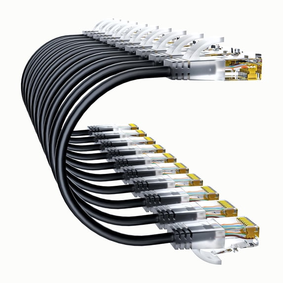 Cat6a Patch Cables 10ft (10 Pack) Slim, Cat6 Ethernet Patch Cable Pure ...