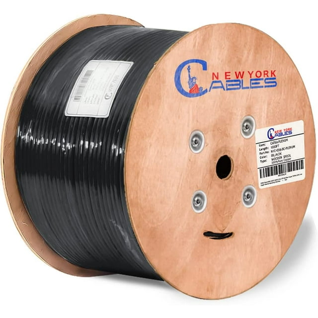 Cat6a Plenum Bulk Ethernet Cable 1000ft Spool 750MHz 23AWG Bare Copper ...