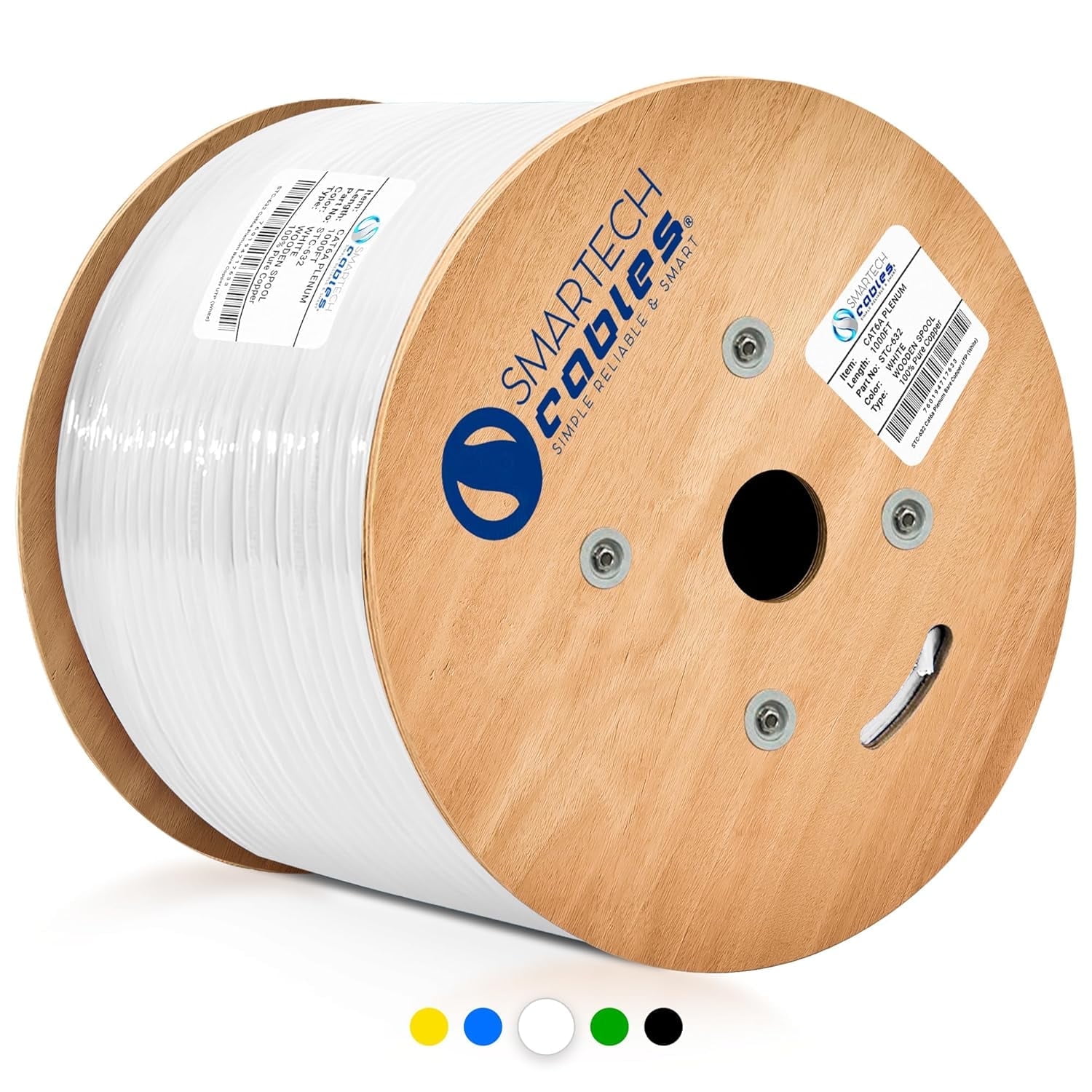 Cat6a Plenum Cable 1000ft, 100% Solid Copper, 23 AWG, 750MHz, PoE++ ...