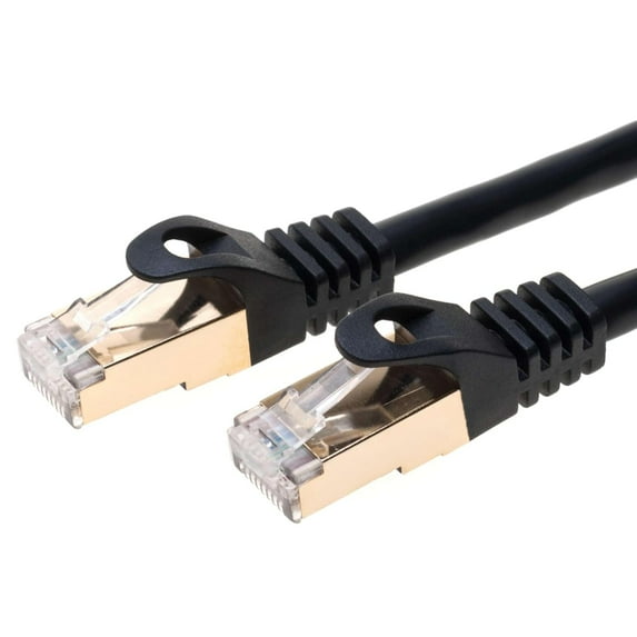 Cat7 Copper Ethernet Cable 50FT Black, 100-Pack S/FTP Shielded 10Gbps ...