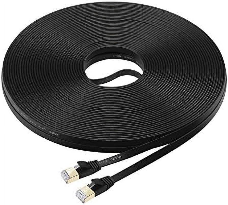 Cat7 Ethernet Cable, 15m Black Flat Design UTP Unshielded Twisted Pair ...