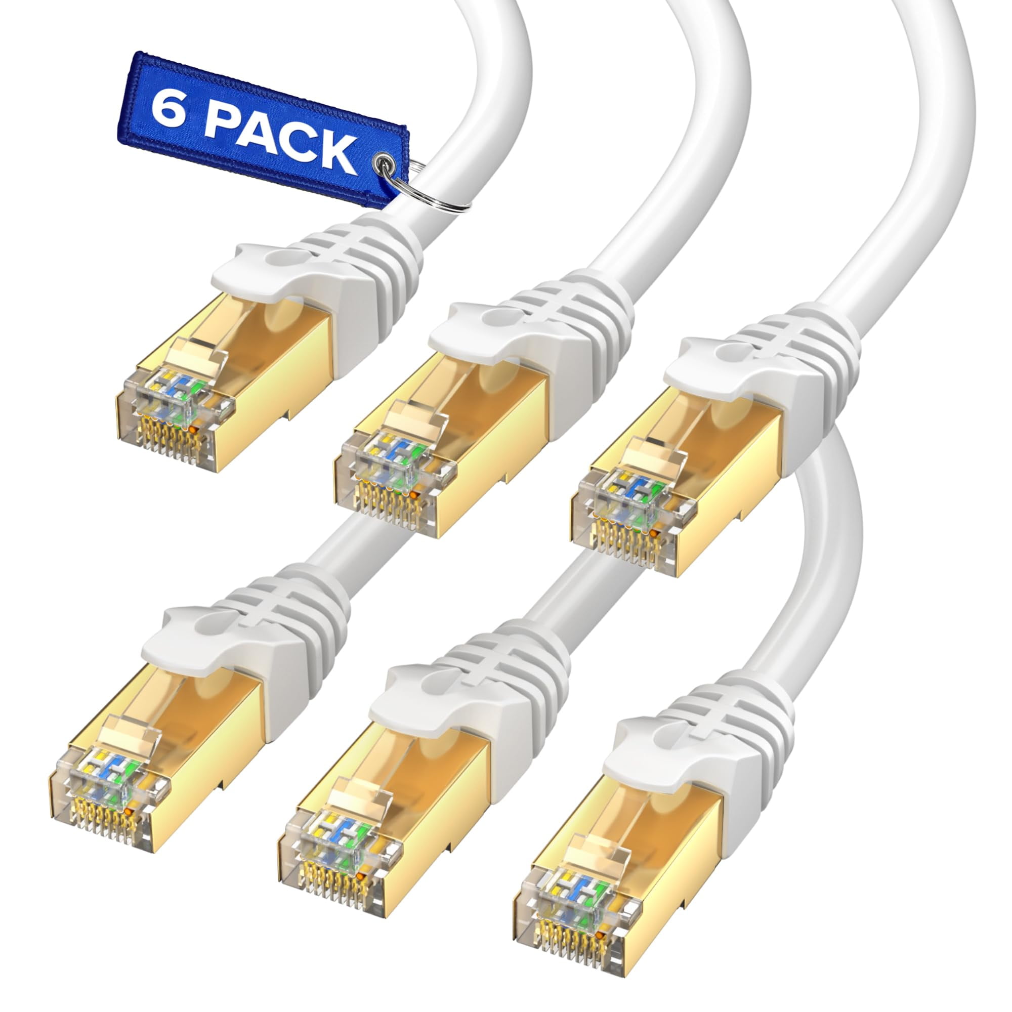 Cat7 Ethernet Cable 25 Feet – 6 Pack High-Speed LAN Network Patch Cords ...