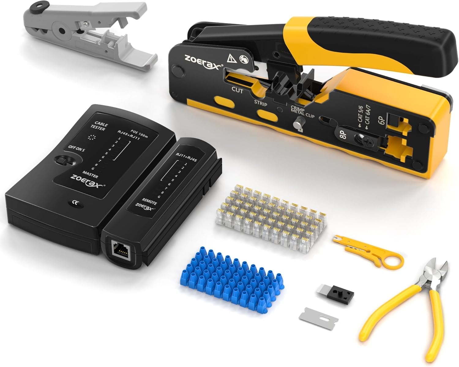 ZoeRax Cat7 RJ45 Crimping Tool Kit, Network Crimping Tool With Cable ...