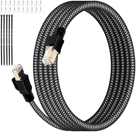 Cat8 Ethernet 33FT - 40Gbps 2000MHz High Speed Braided Round LAN with ...