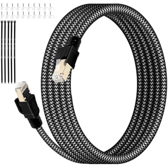 Cat8 Ethernet 33FT - 40Gbps 2000MHz High Speed Braided Round LAN with ...
