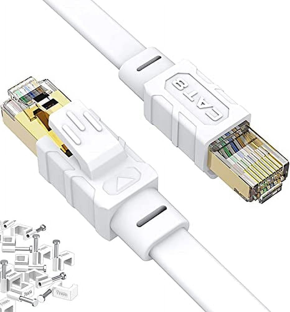 Cat8 Ethernet Cable 25 ft White - High Speed Than Cat6 Cat7 Internet ...
