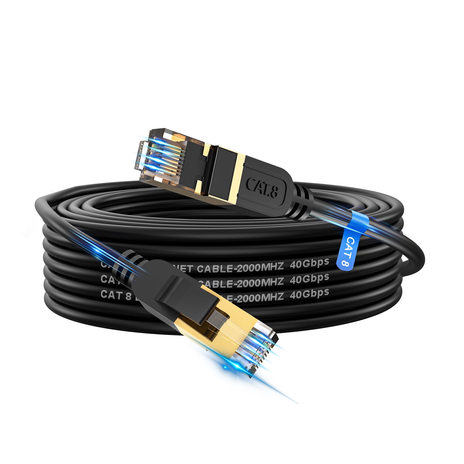 Cat8 Long Network Cord, 30FT, 40Gbps, 2000Mhz, Gold-Plated RJ45, 26AWG ...