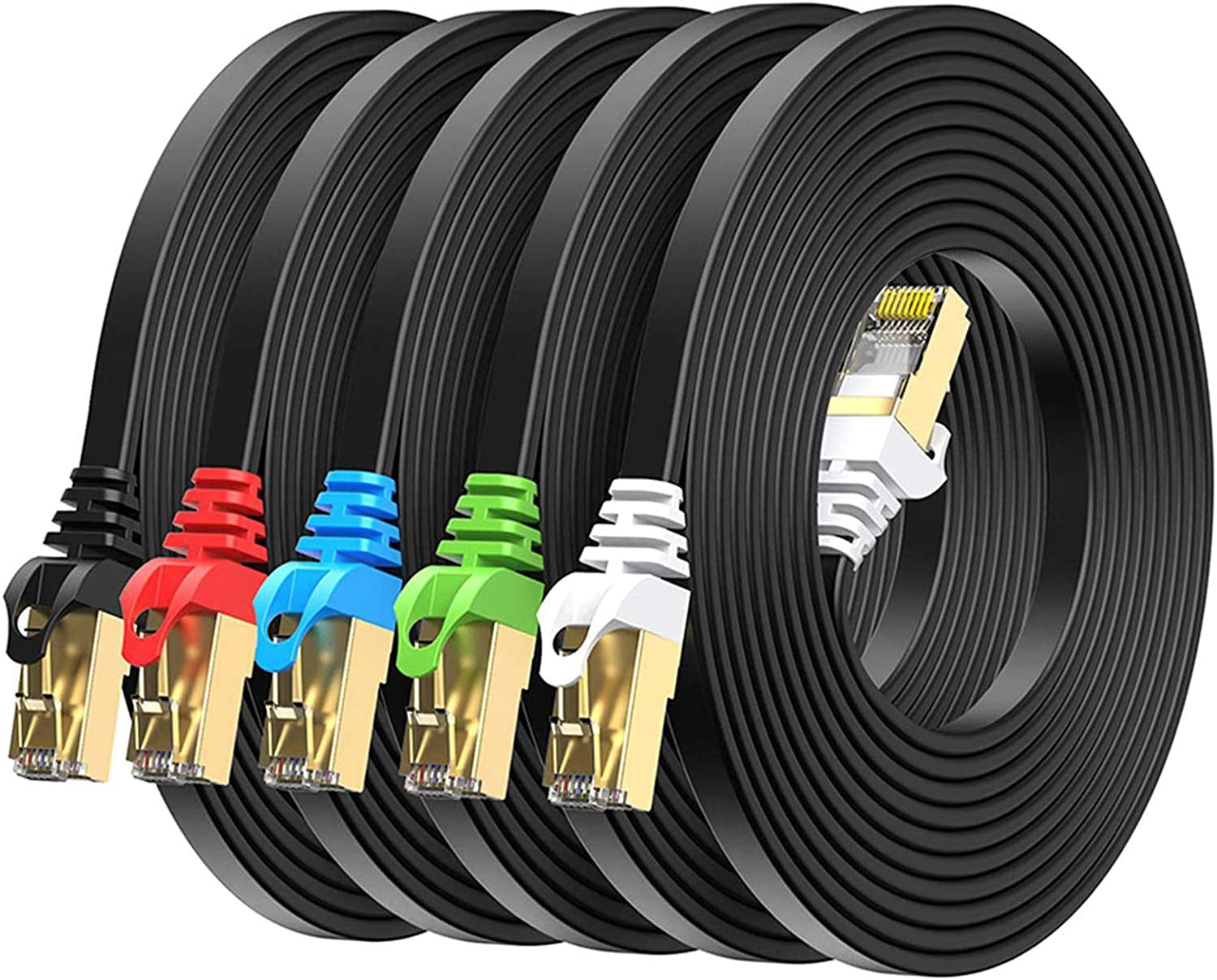 Cat8 Ethernet Cable 3FT 5 Pack Multi Color Cat-8 Flat RJ45 Computer ...