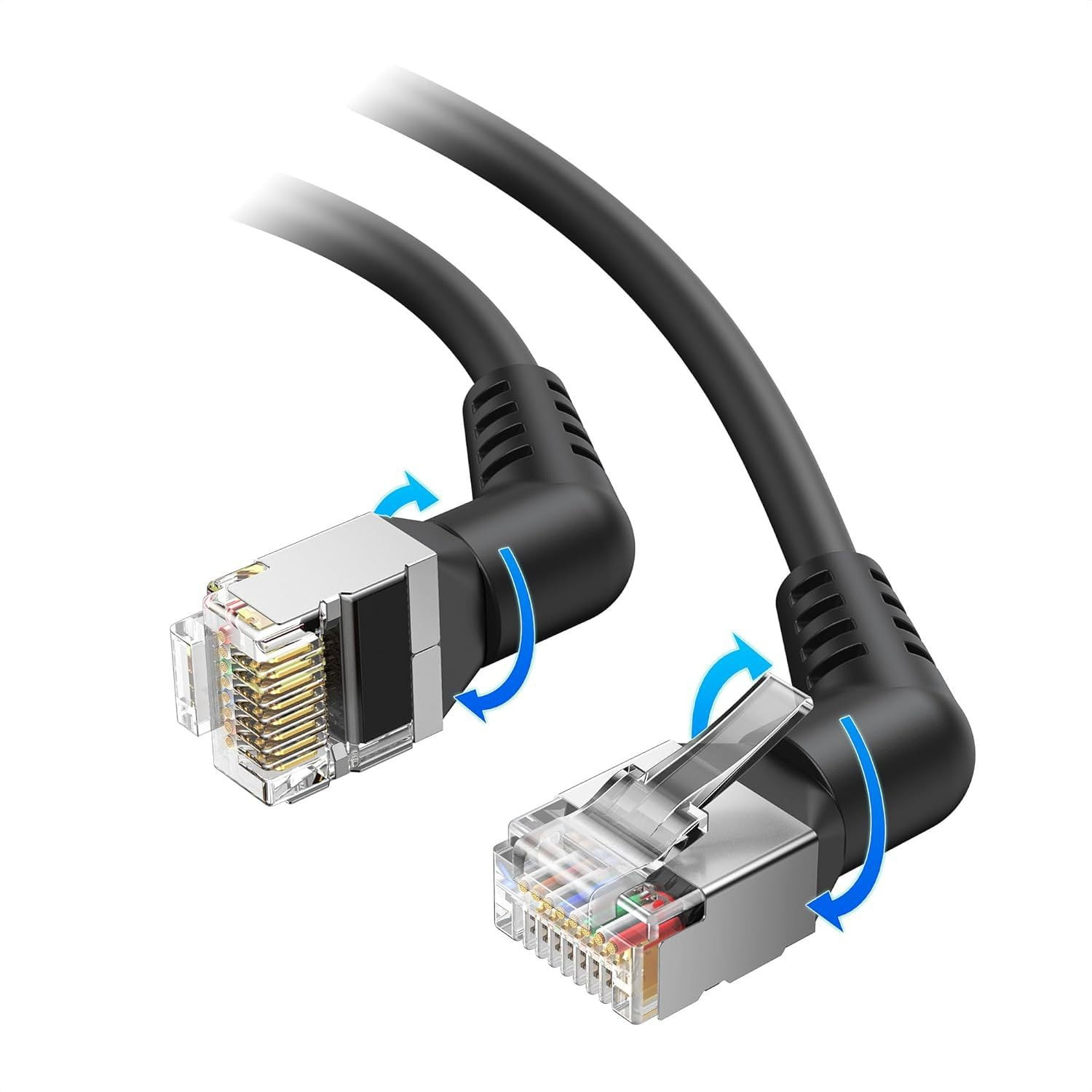 Cat8 Ethernet Cable 40Gbps, 360 Degree Rotating Right-Angle RJ45 ...