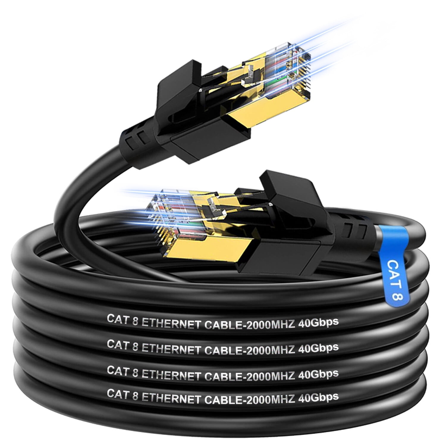 Cat8 Ethernet Cable 50FT,Outdoor&Indoor Ethernet Cord,High Speed 26AWG ...
