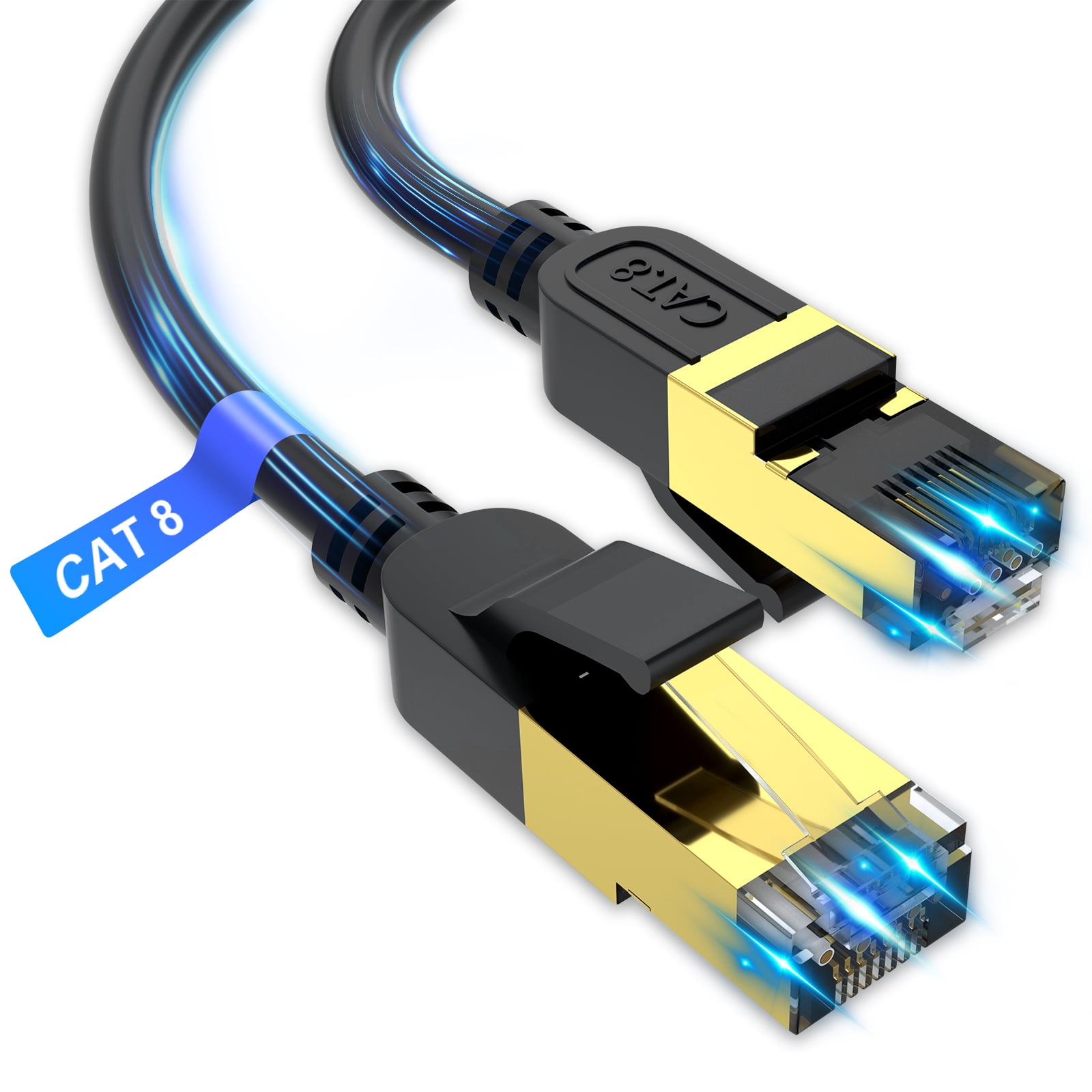 Cat8 Ethernet Cable, 6ft, 40Gbps, 26AWG, Gold Plated RJ45, Indoor ...