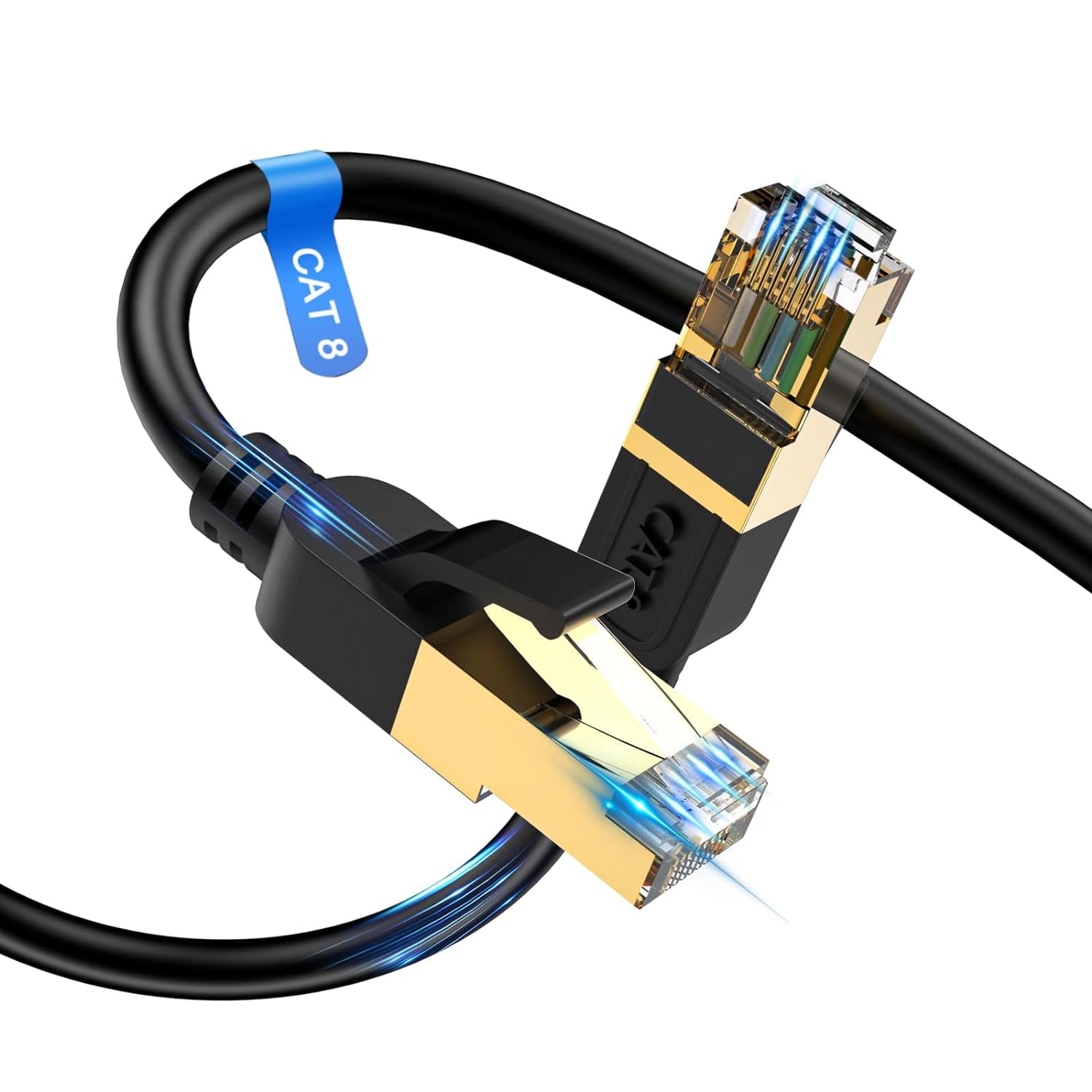 Cat8 Ethernet Cord, 8FT, Gold-Plated RJ45, 26AWG, 40Gbps, 2000Mhz, High ...