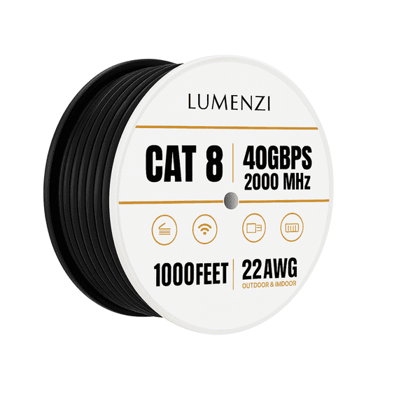 Cat8 Round Ethernet Cable 1000ft, 1 Pc Pack, 40Gbps 2000MHz Network ...