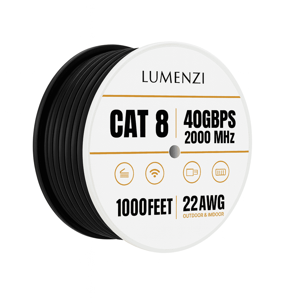 Cat 8 Round Ethernet Cable, 1000 ft, 1 Pack, 40 Gbps 2000 MHz S/FTP ...