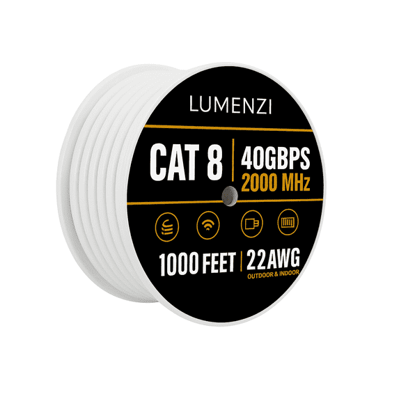 Cat8 Round Ethernet Cable 1000ft, 1 Pc Pack, 40Gbps 2000MHz Network ...
