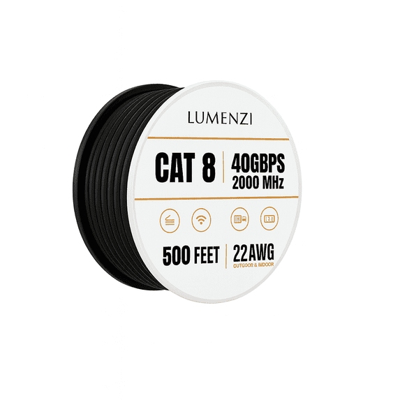 Cat8 Round Ethernet Cable 500ft, 1 Pc Pack, 40Gbps 2000MHz Network ...