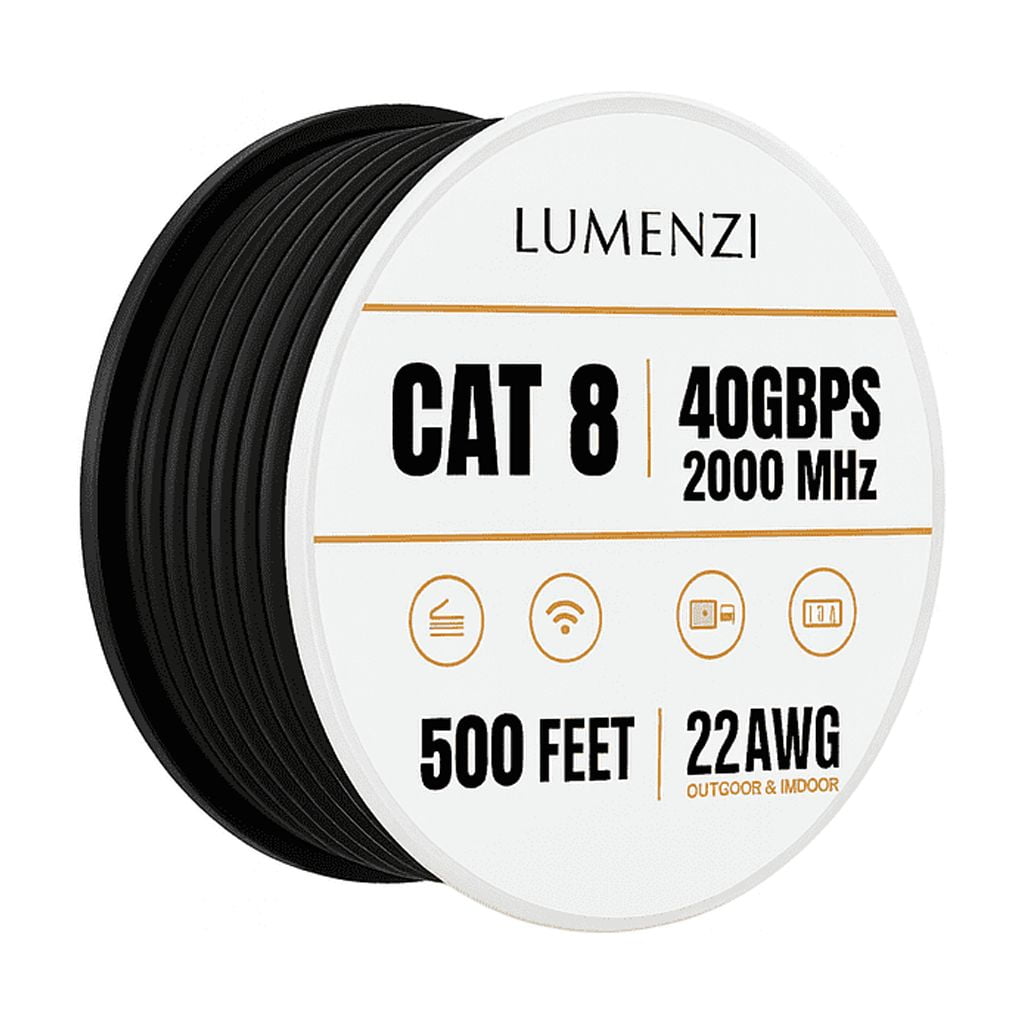 Cat8 Round Ethernet Cable 500ft, 1 Pc Pack, 40Gbps 2000MHz Network ...
