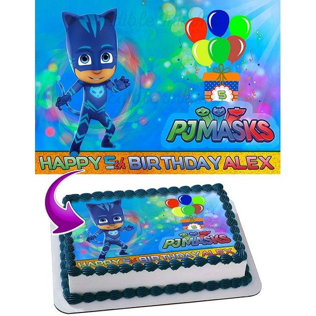 CatBoy PJ MASKS Edible Cake Image Topper Personalized Birthday Party 1/ ...