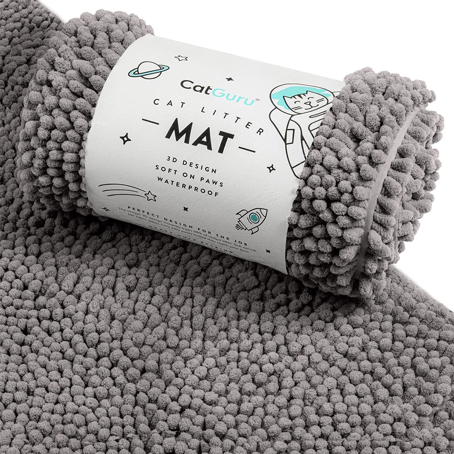 CatGuru Cat Litter Mat, XXL, Grey, Waterproof, Litter Trapping, Machine ...