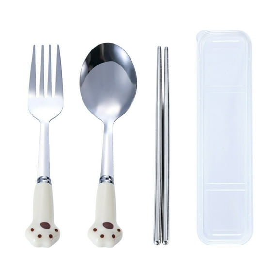 CatPaw Cat Chopsticks Set for Adults with Spoon and Fork - Cute Print ...