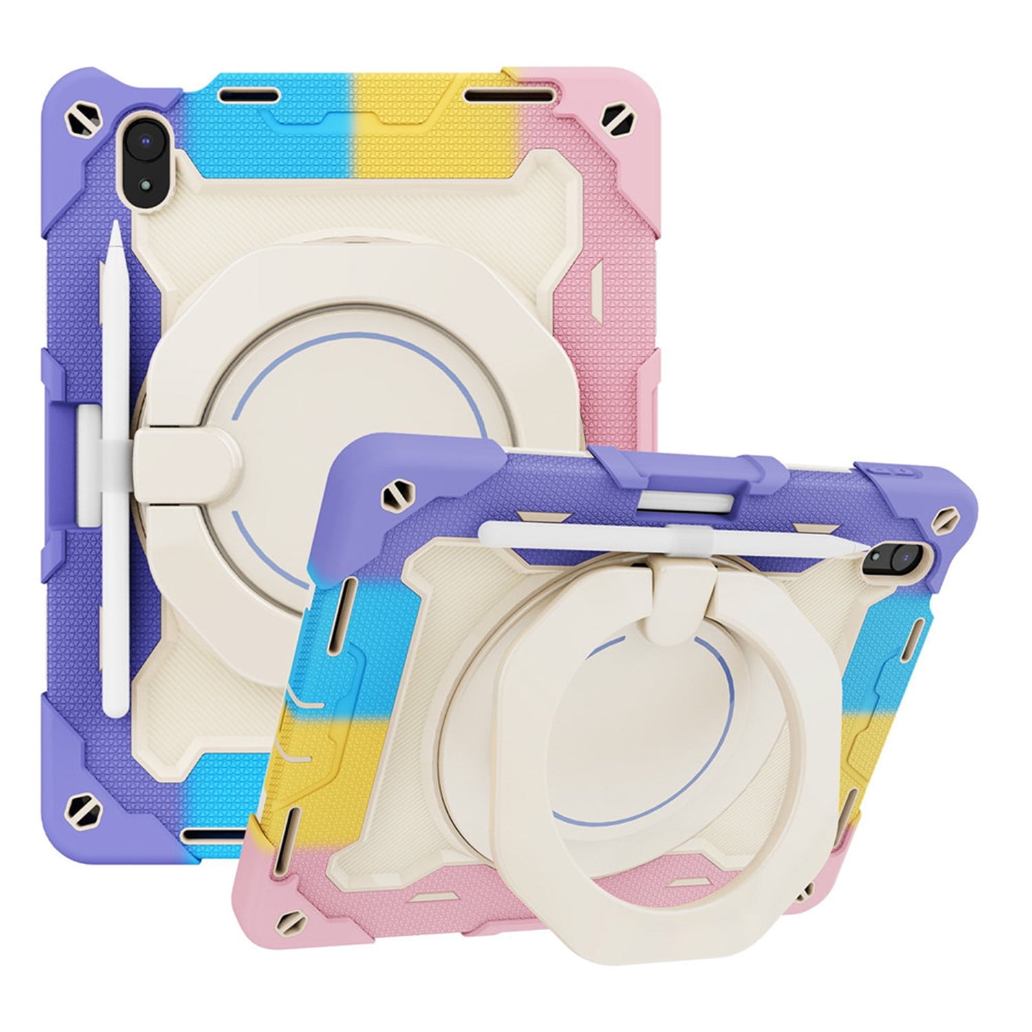 CatXQ Handheld Rotating Ring Bracket Armour Silicone Case For iPad ...