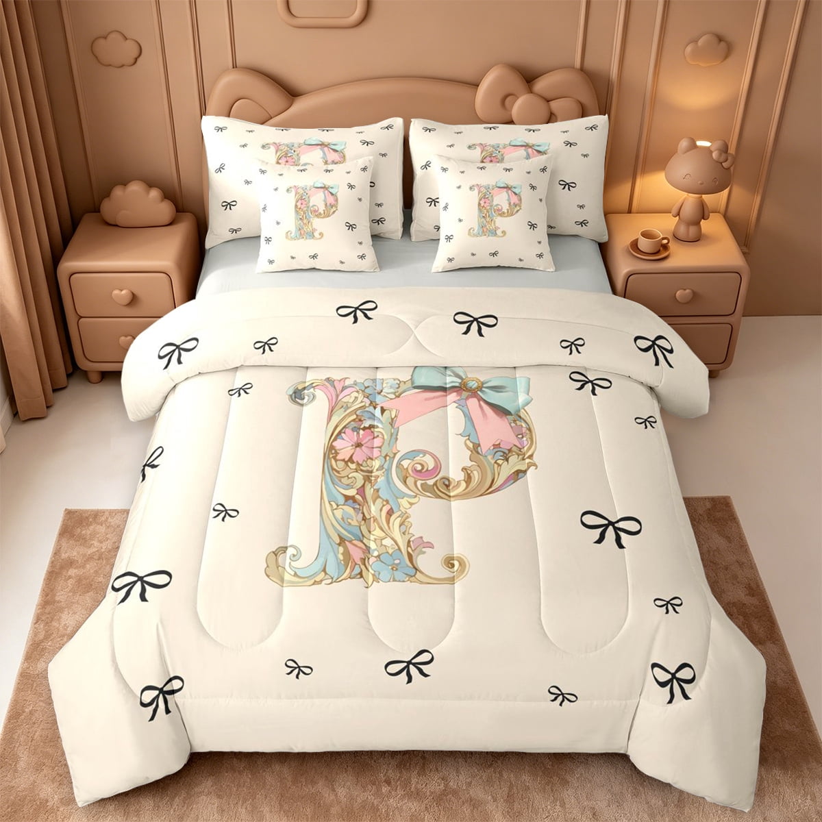 Catabedysis Alphabet Letters P 7-Piece Twin Bedding,Rustic Flowers ...