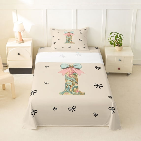 Catabedysis Black Ribbon Bowknot Twin Sheets,3D Cartoon Monogrammed I ...