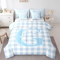 Catabedysis Blue Ribbon Bows 7pcs Queen Bedding,Geometric Plaid ...