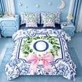 Catabedysis Bowknot Letter Print 7pcs Queen Bedding,Leaf Wreath ...