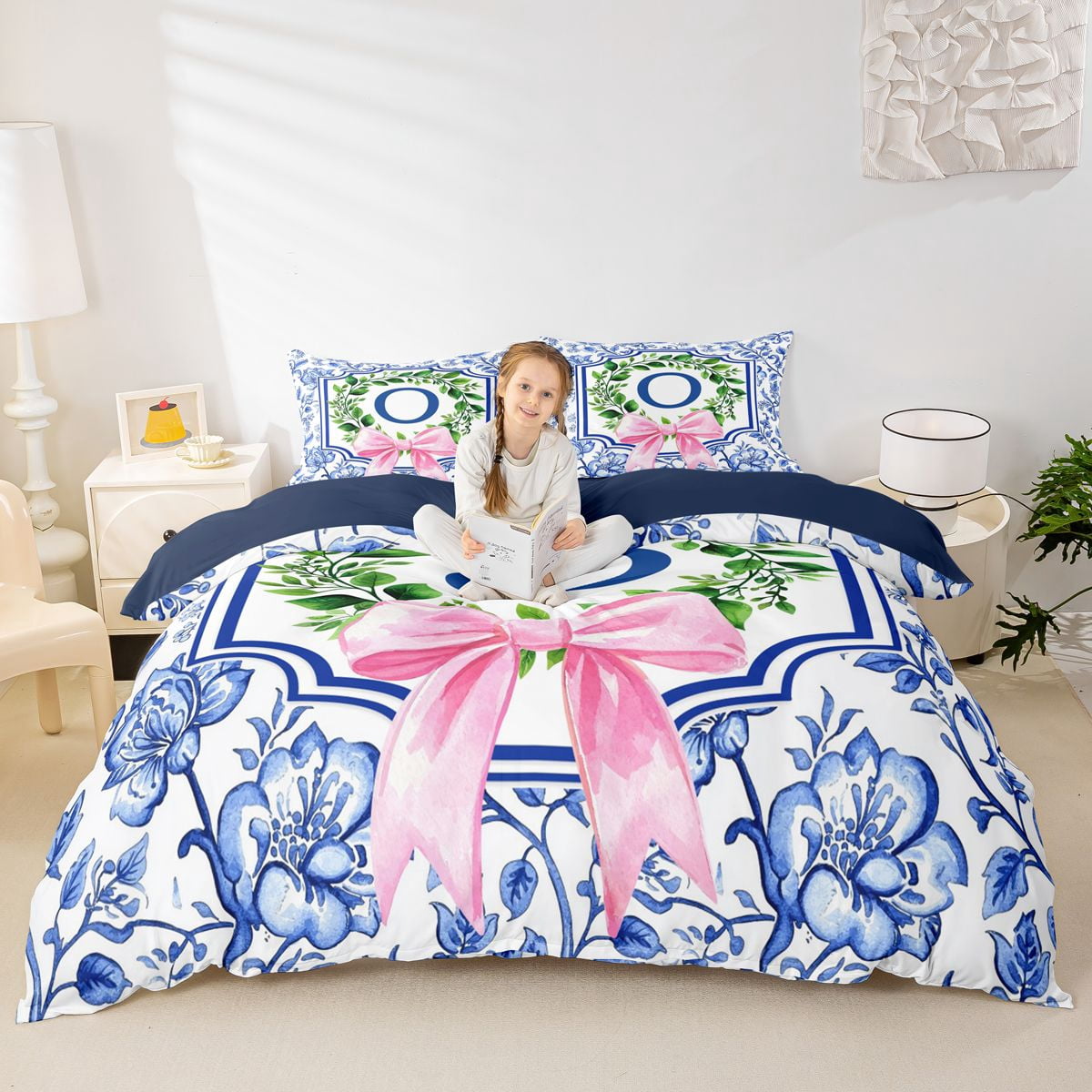 Catabedysis Bowknot Letter Print Bedding,Leaf Wreath Monogrammed O ...